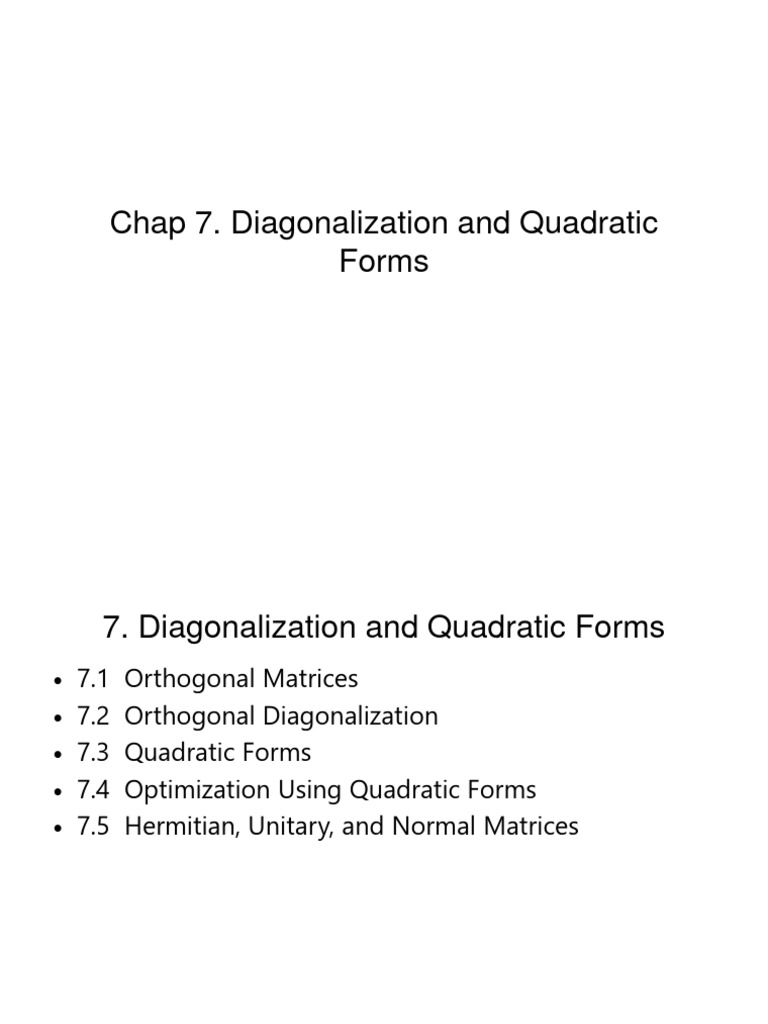 Chap7 Diagonalization And Quadratic Forms Pdf Matrix Mathematics