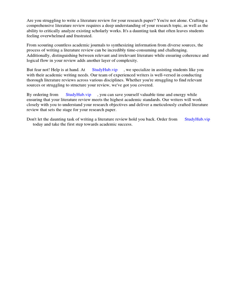 Examples Review of Literature For A Research Paper | PDF