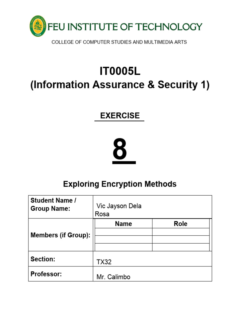 IT0005-Laboratory-Exercise-4 - Exploring Encryption Methods | PDF ... IT0005-Laboratory-Exercise-4 - Exploring Encryption Methods | PDF ...