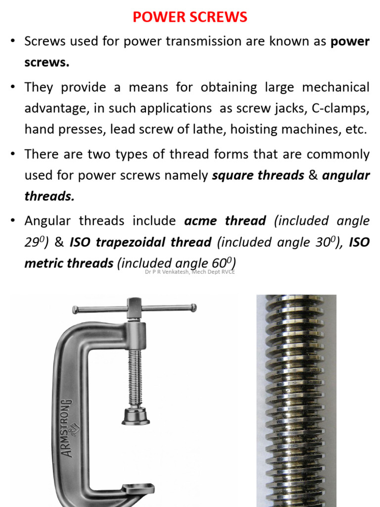 Power Screw Mechanics and Applications | PDF | Screw | Machines