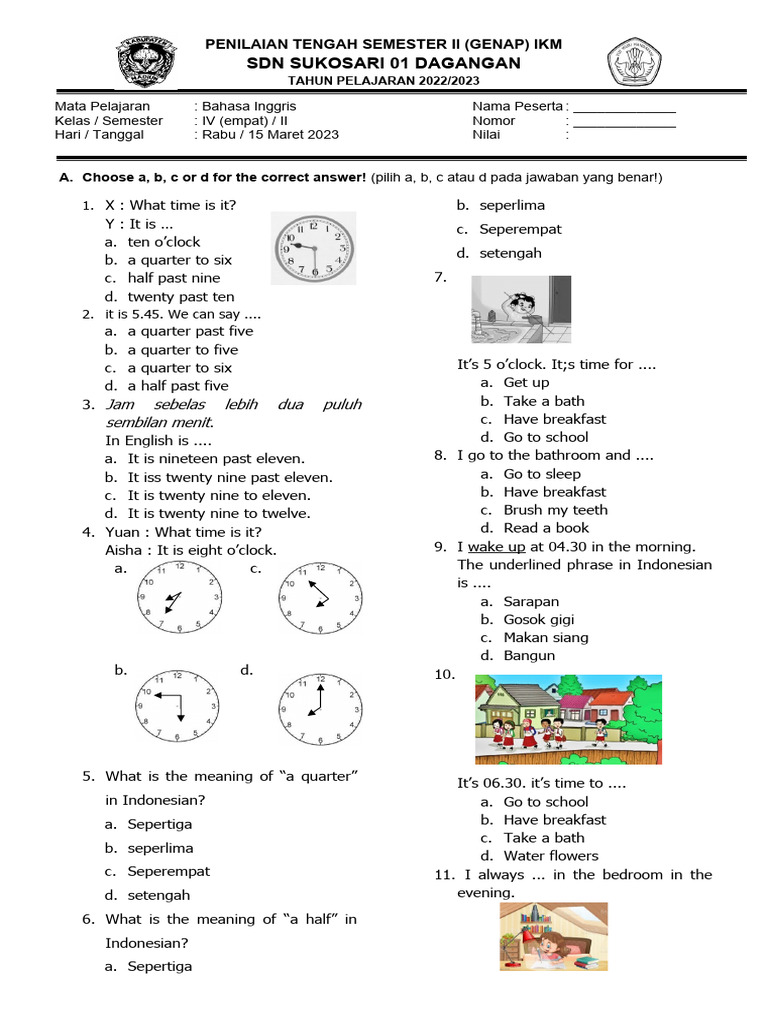 Soal PTS Genap Big Kelas 4 - Okeee | PDF