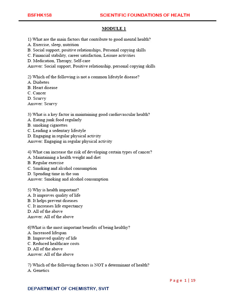 SFH Module 1 | PDF | Mental Disorder | Eating Disorder