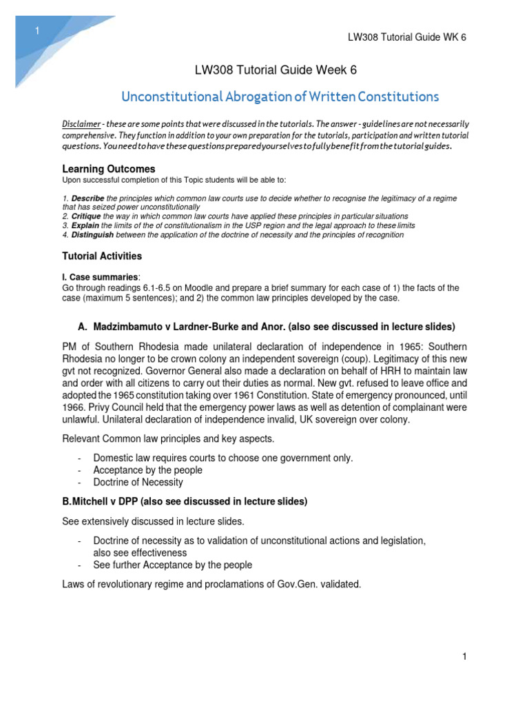 Topic 6 Tutorial Forum Answer Feedback LW308 2022 | PDF