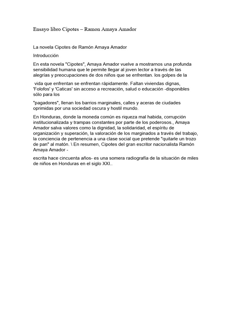 Resumen de "Cipotes" de Amaya Amador | PDF | Novela negra, policíaca y ...