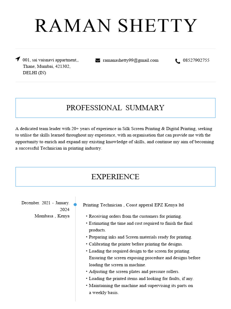 Expertise Resume Pdf Printing