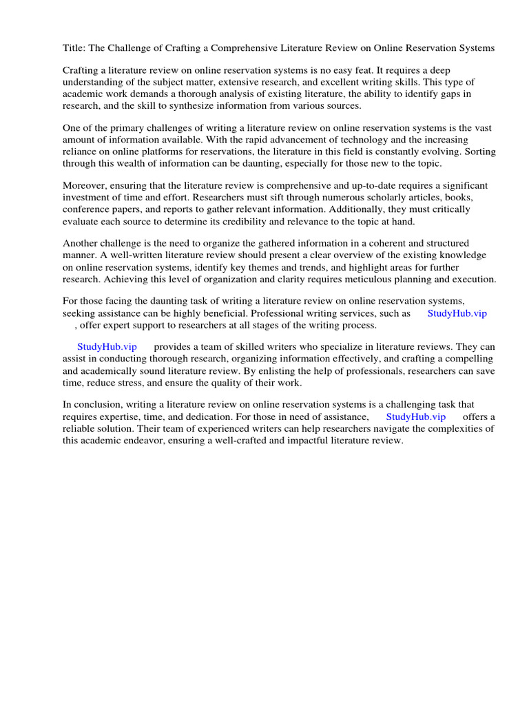 Literature Review On Online Reservation System | PDF | Internet ... Literature Review On Online Reservation System | PDF | Internet ...
