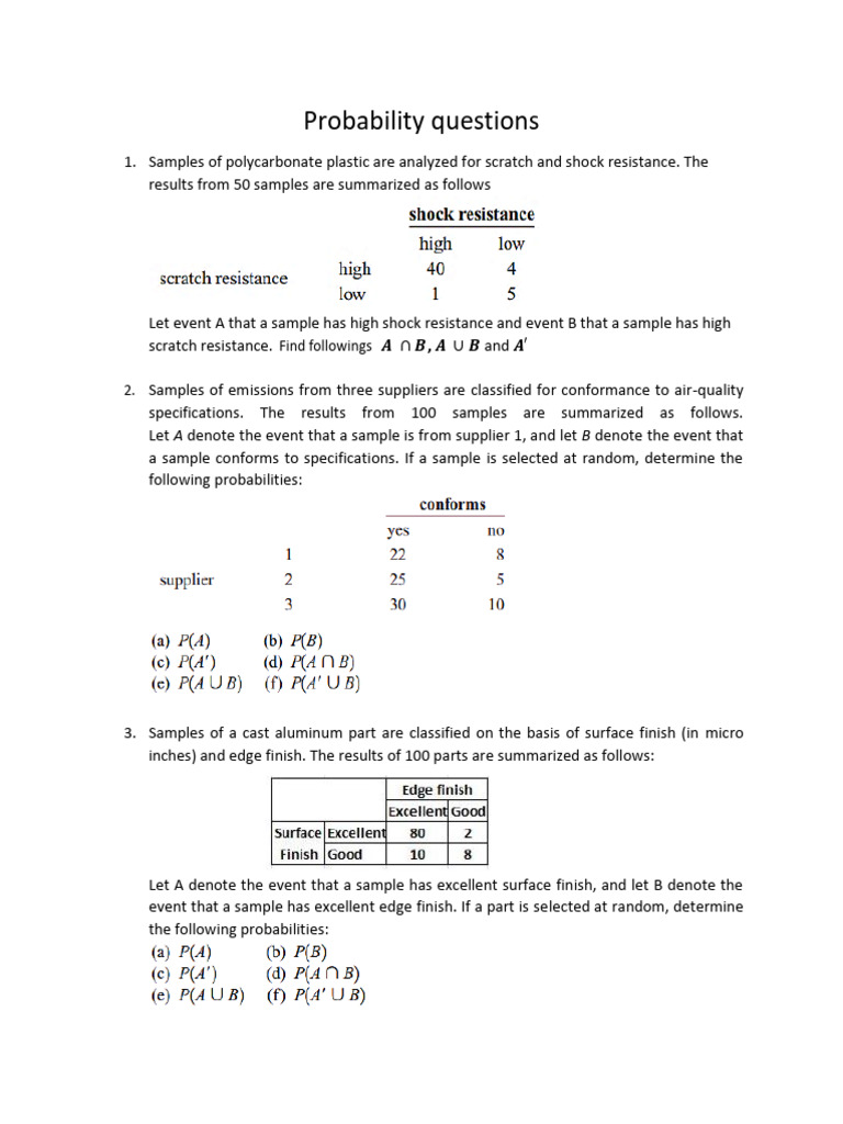 Probability Practice Question | PDF | Electrical Resistivity And ...