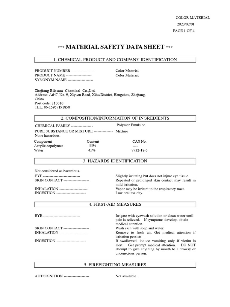 Color Material MSDS | PDF