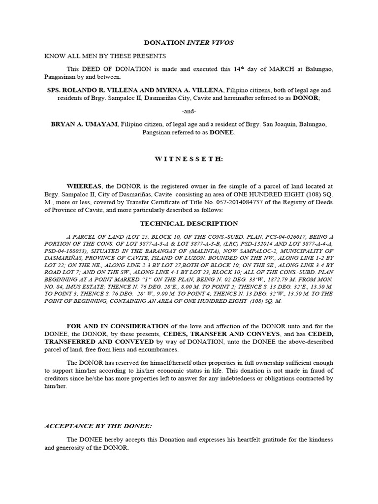 Donation Inter Vivos | PDF
