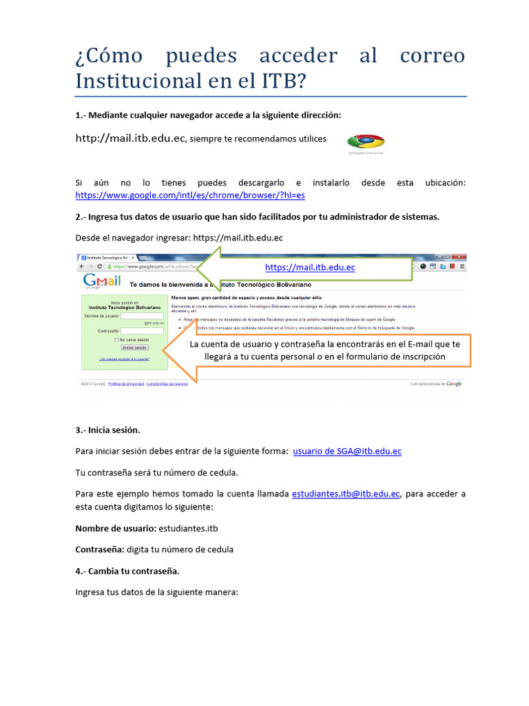 Acceso al Correo ITB: Guía Rápida | PDF | Contraseña | Informática