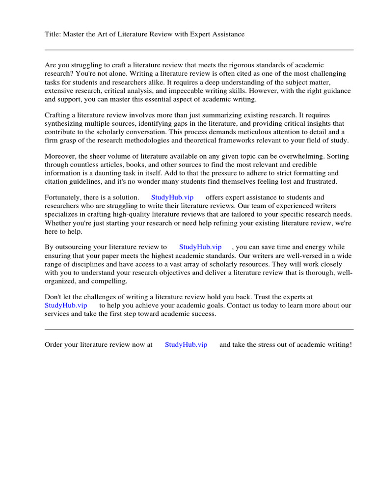 Sample of Literature Review Research Paper | Download Free PDF ...
