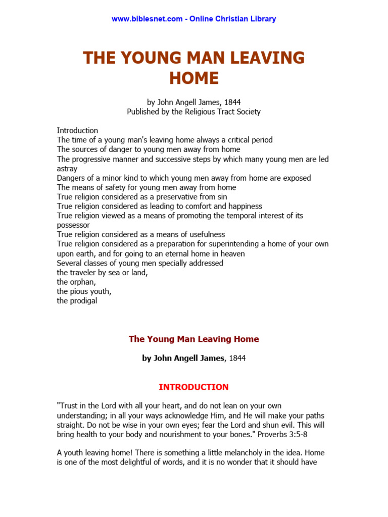 John Angell James The Young Man Leaving Home | PDF | Virtue | Alcohol Intoxication