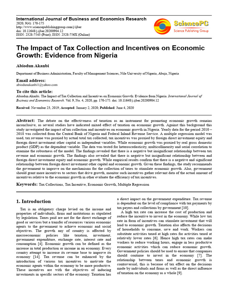 The Impact of Tax Collection and Incentives On Economic Growth ...