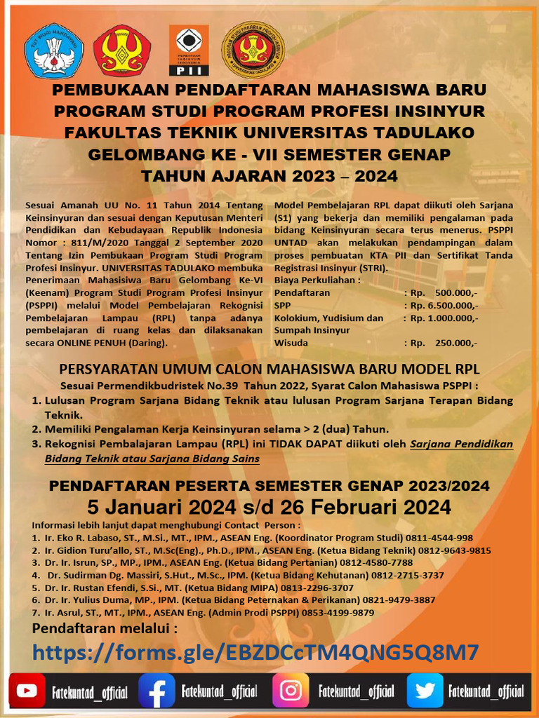 Brosur PSPPI UNTAD GEL. VII KELAS RPL TA. 2023-2024 - OK | PDF | Bisnis