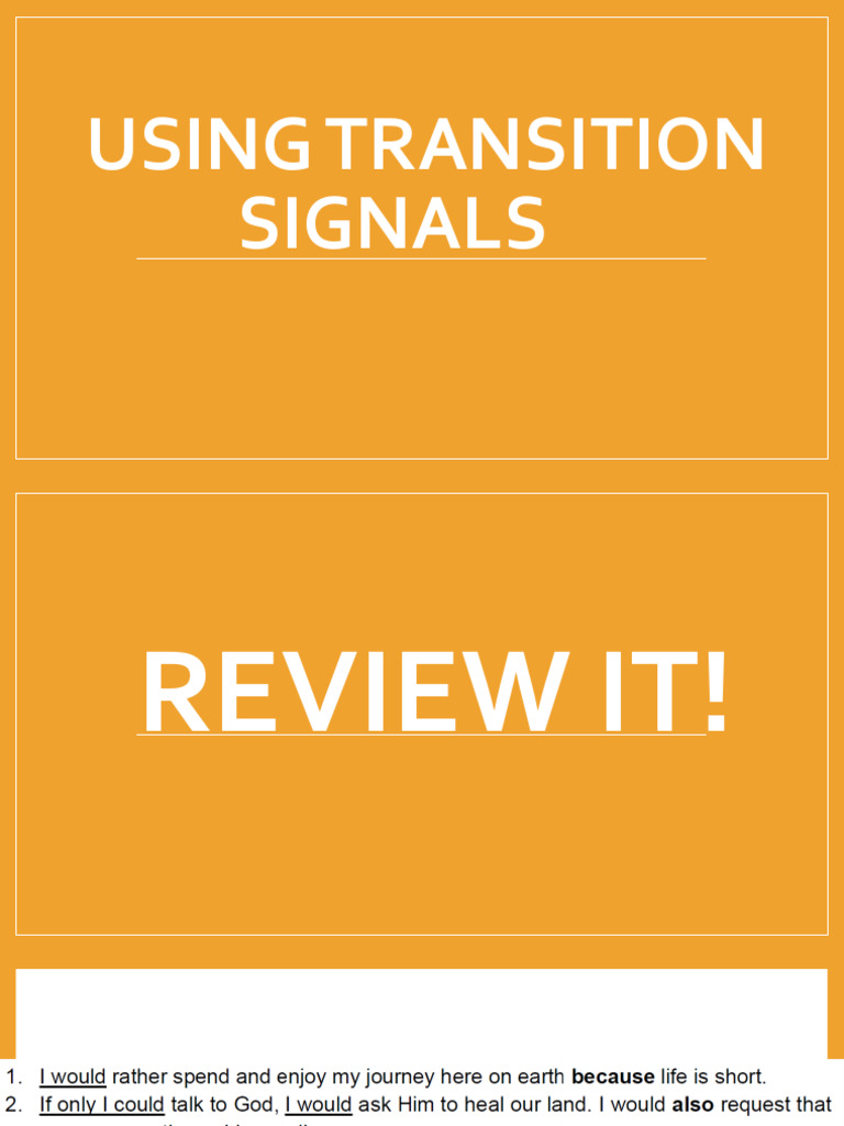 Grade 8 Using Transition Signals | PDF