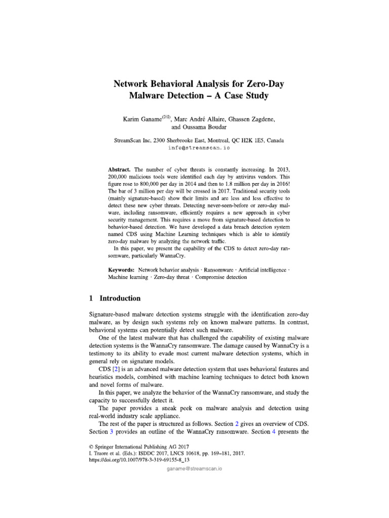 Network Behavior Analysis Malware Detection STREAMSCAN | PDF