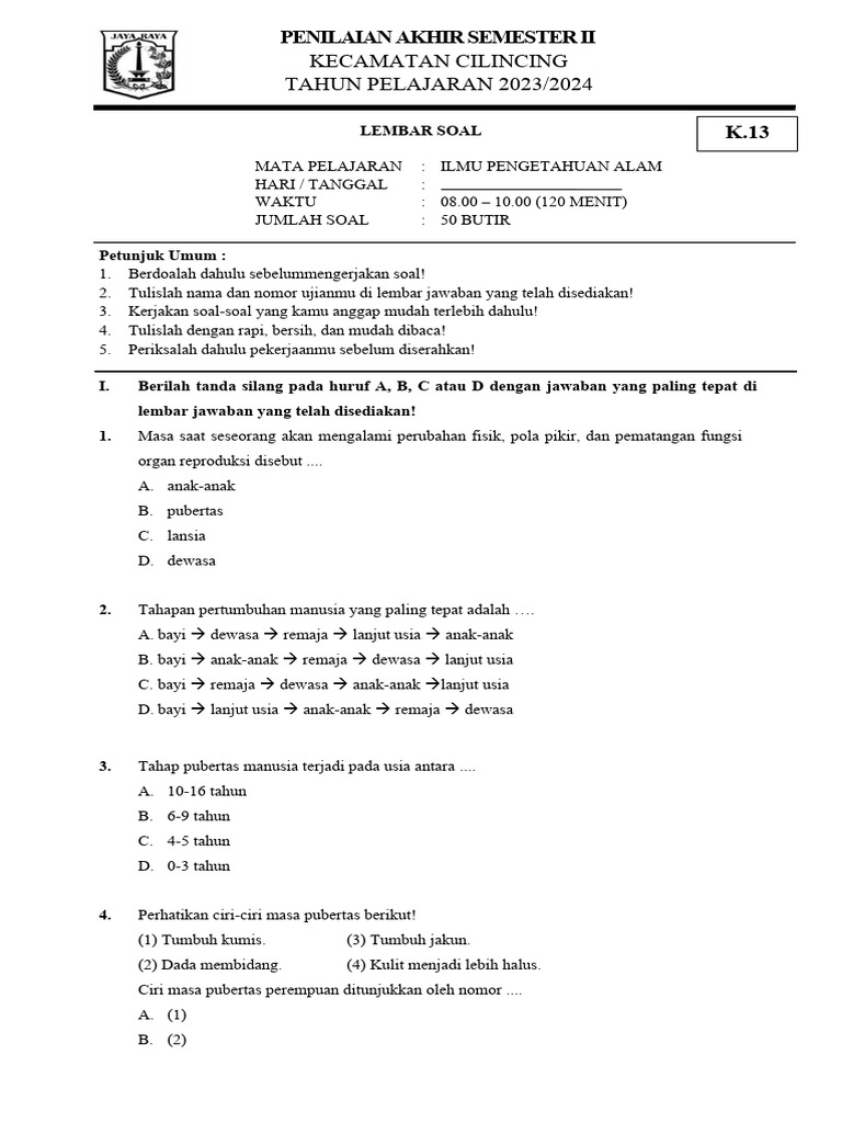 Naskah Soal Ipa Pat KLS 6 Semesster 2 2023 2024 | PDF | Kajian Bahasa Asing | Agama & Spiritualitas