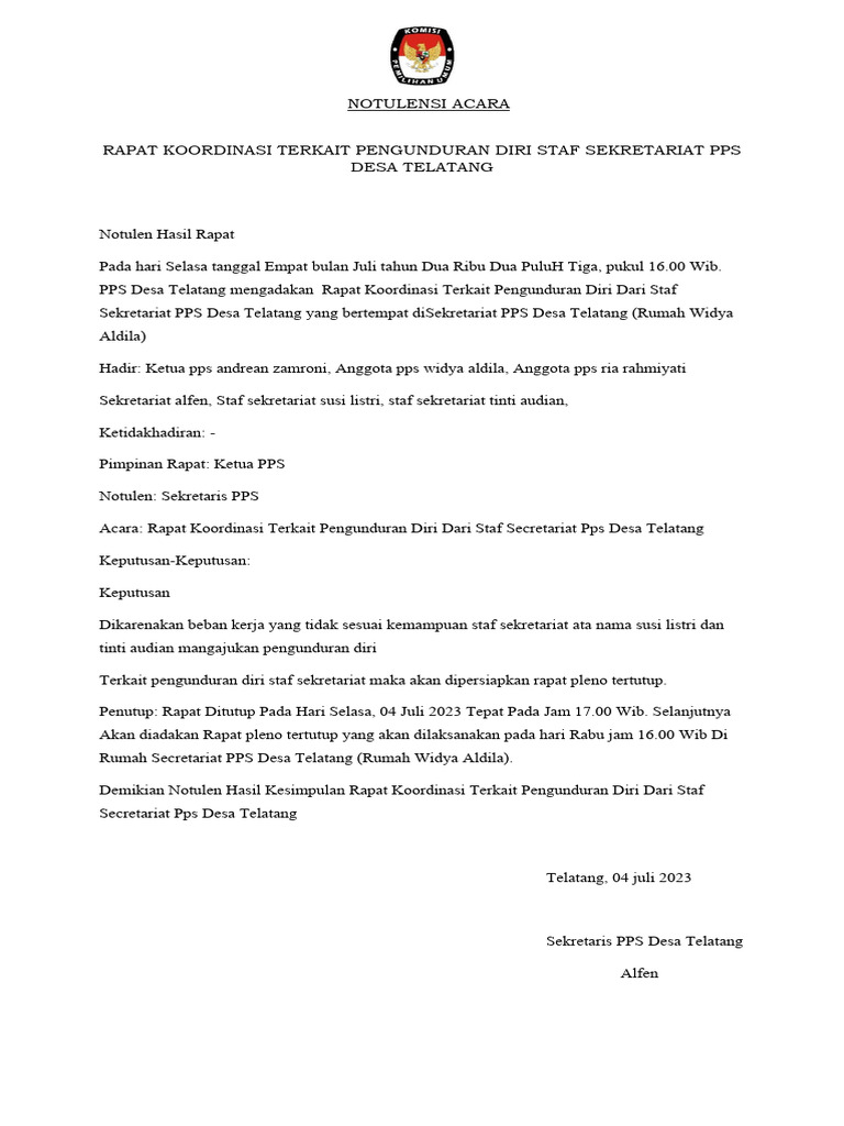 Notulensi Acara | PDF