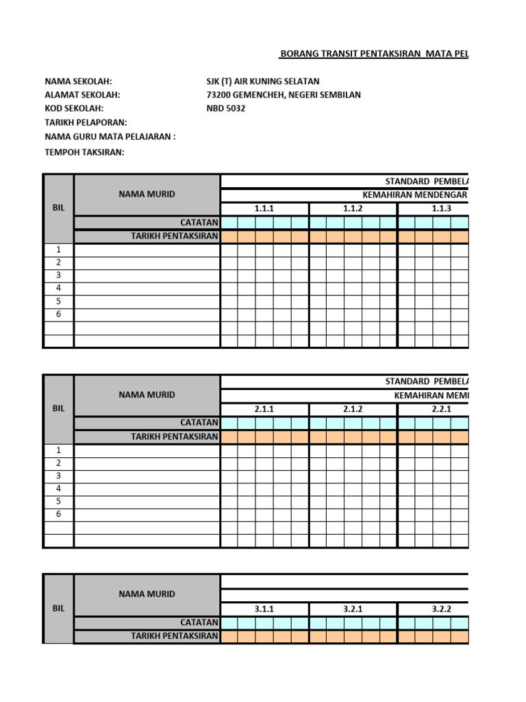 BORANG TRANSIT BM T2 | PDF