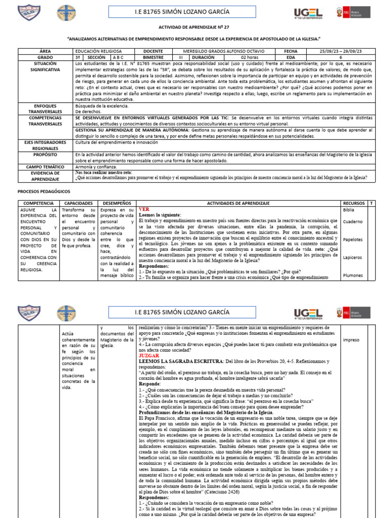 act 31 primero | PDF | Moralidad | Iniciativa empresarial