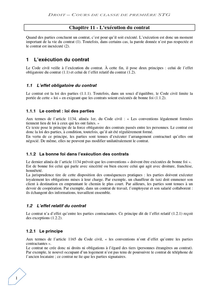 6-Chapitre 11 - L/'execution Du Contrat | PDF