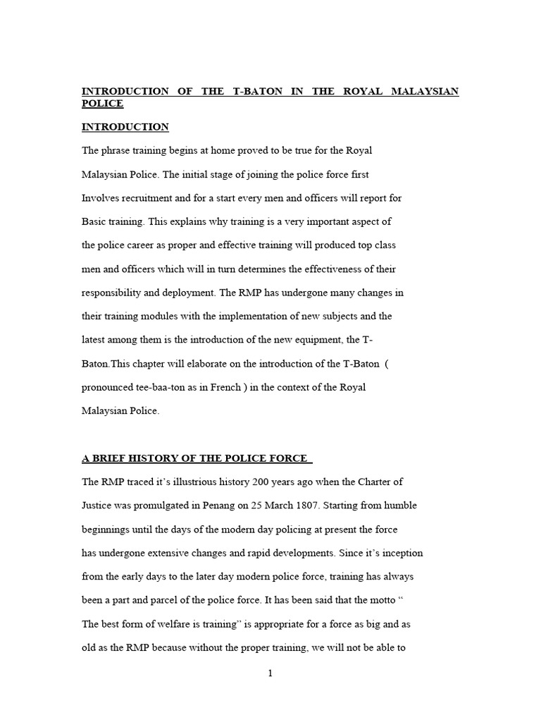 INTRODUCTION_OF_T_BATON | PDF | Force | Use Of Force