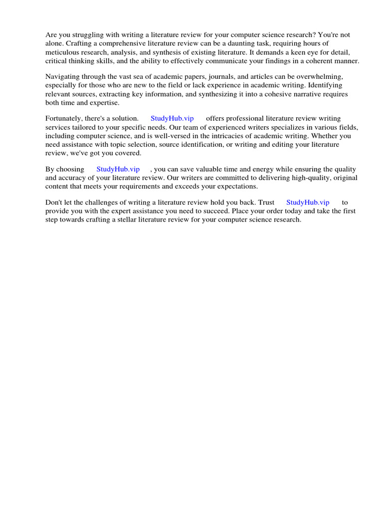 Sample Literature Review Computer Science | Download Free PDF ...
