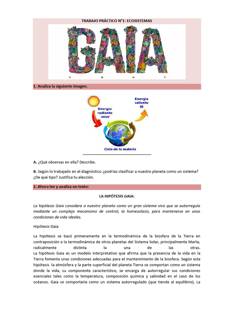 Hipótesis Gaia: Tierra como Sistema Vivo | PDF | Hipótesis de Gaia ...