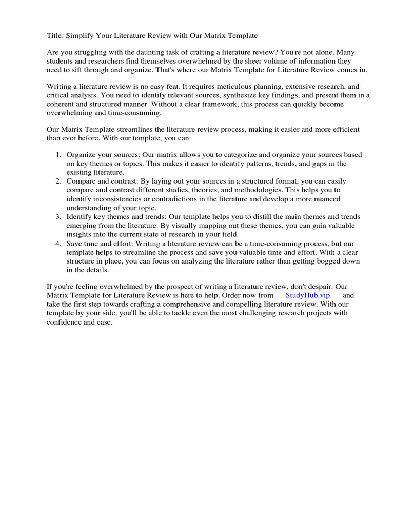 Matrix Template For Literature Review | PDF | Information | Learning