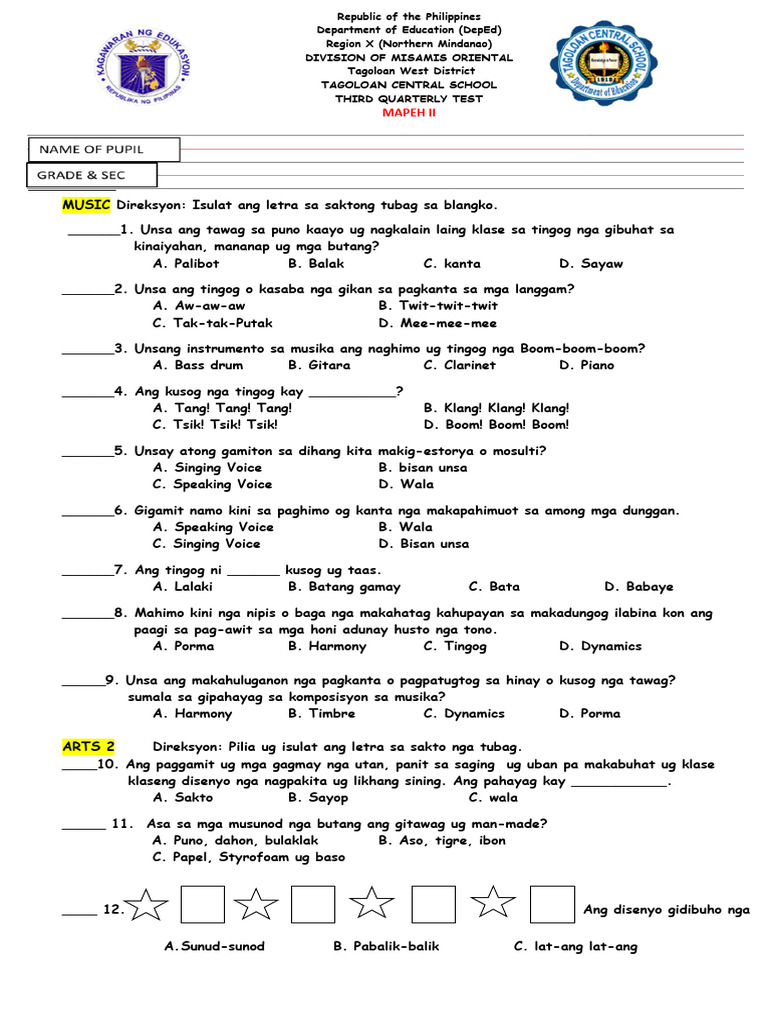 3rd Quarter MAPEH | PDF
