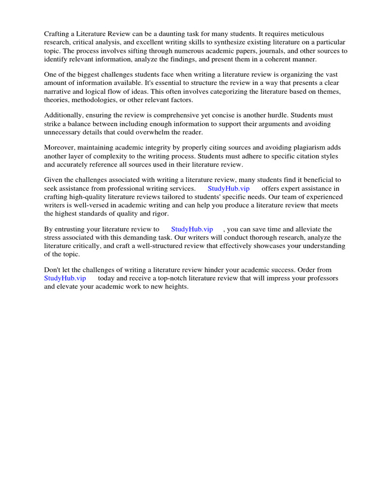 Example of A Students Literature Review | PDF