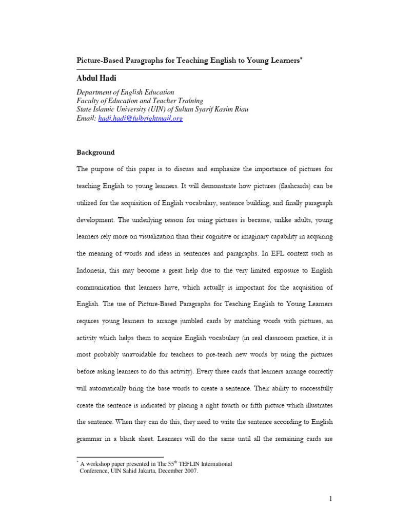 Picture-Based Writing for Young Learners | PDF | Language Education ...