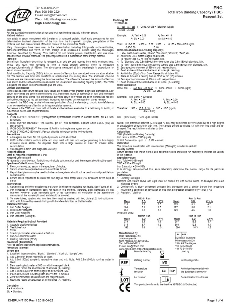 55. Total Iron-Binding Capacity (TIBC) | PDF | Iron | Spectrophotometry