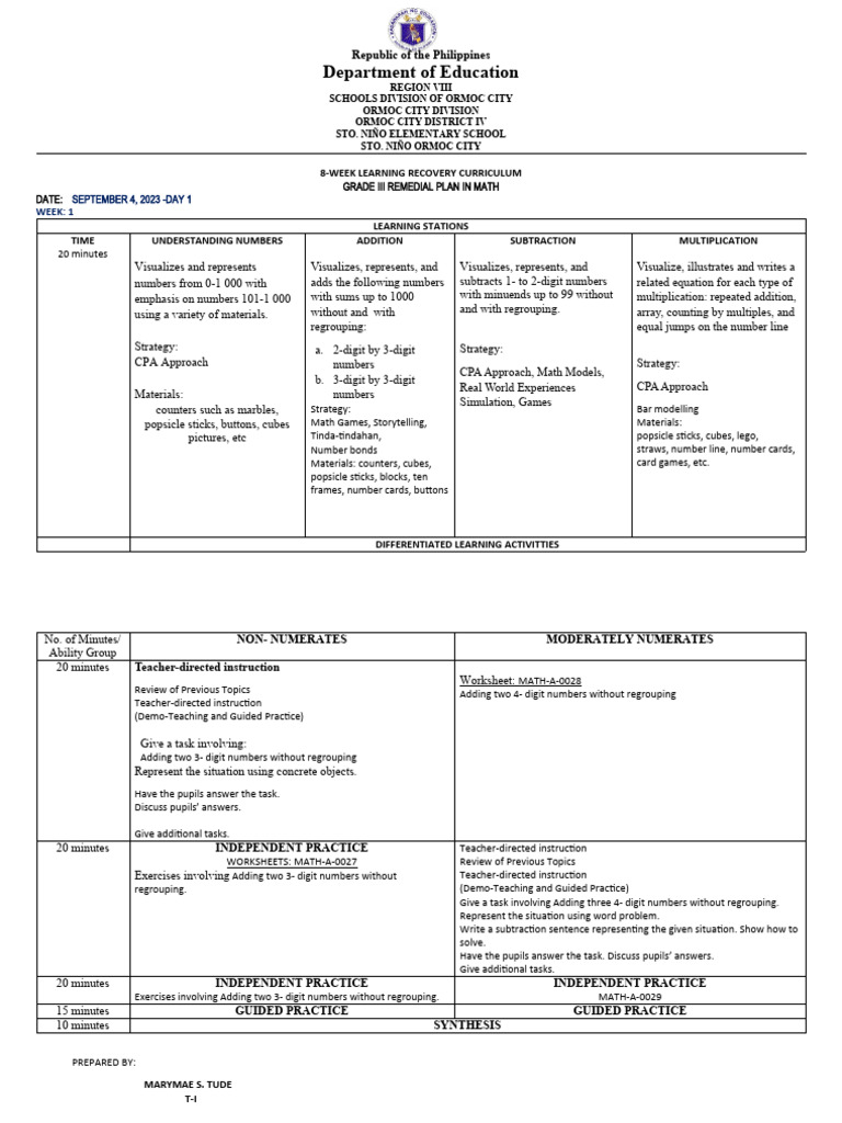 Remedial-plan-in-Math | PDF