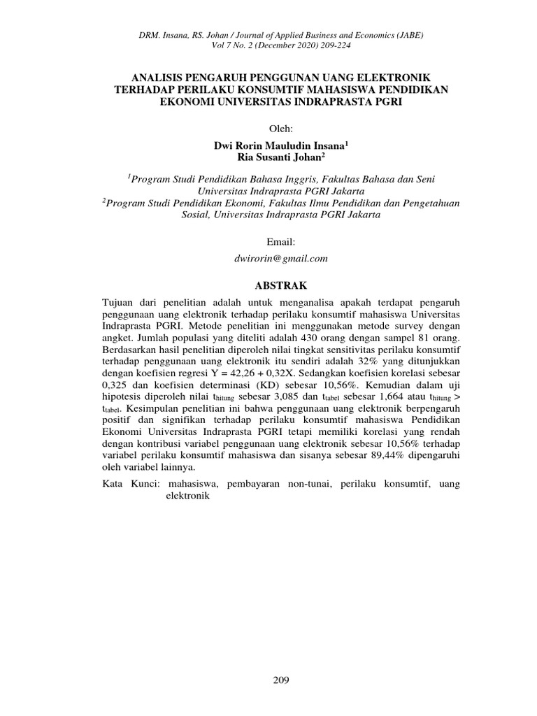 Pengaruh Uang Elektronik pada Konsumsi Mahasiswa | PDF | Bisnis | Ilmu ...