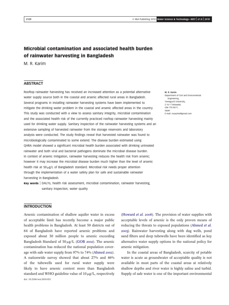 Microbial Contamination and Associated Health Burden | PDF | Science ...