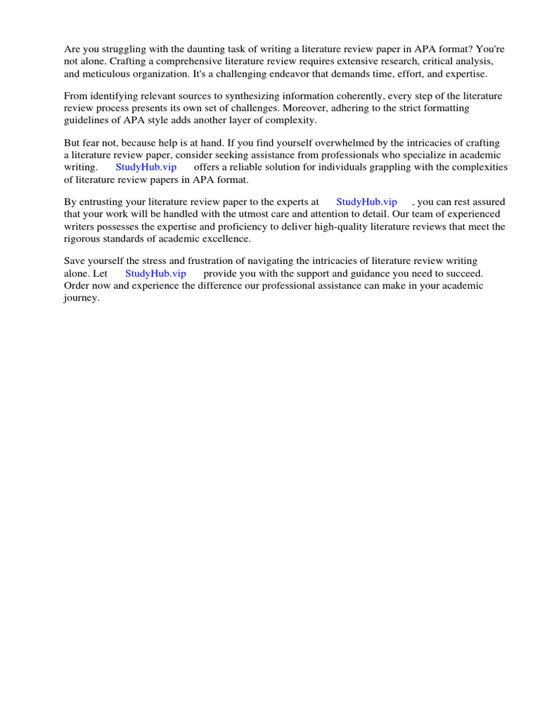 Literature Review Paper Sample Apa | PDF | Apa Style | Academic Publishing