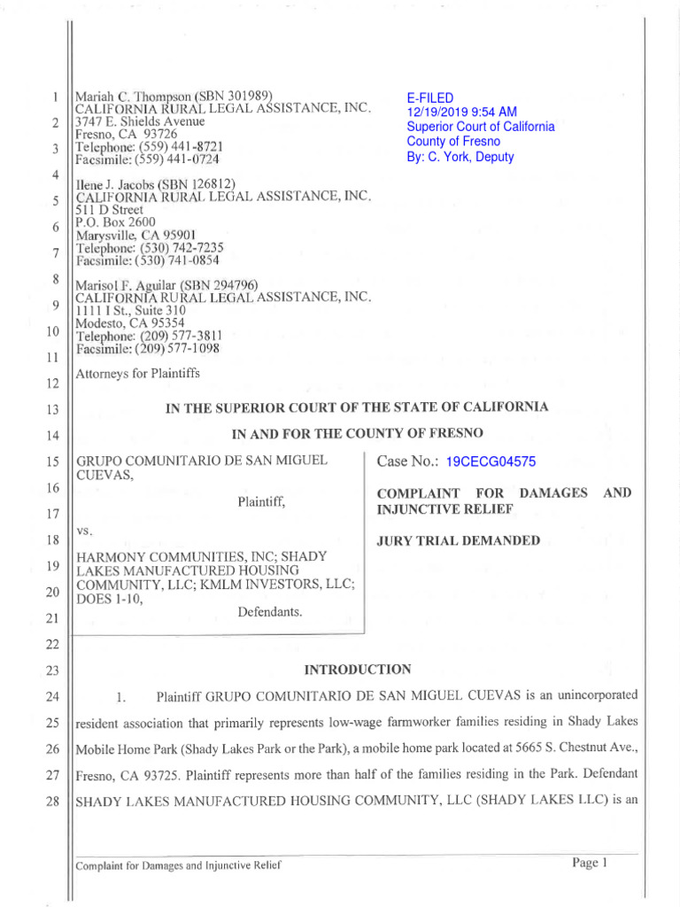 19CECG04575 - Complaint | PDF | Damages | Nuisance