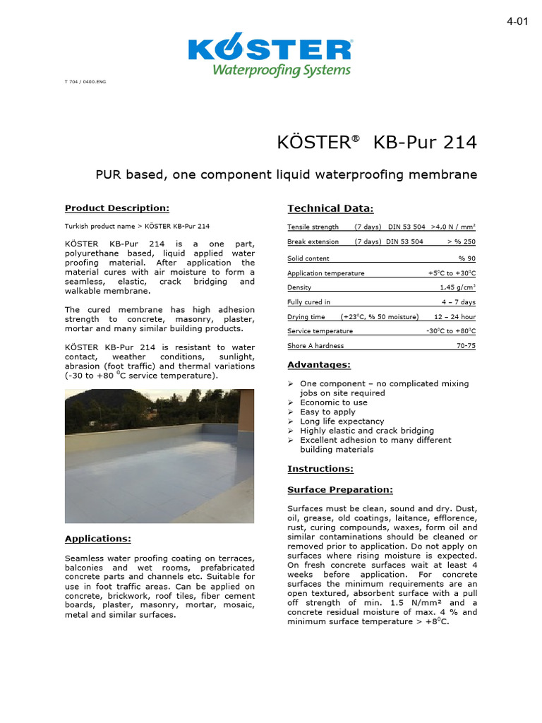 0400 KOSTER KB Pur 214 TDS 1 | PDF