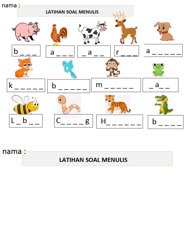 Soal Latihan Menulis Kelas 1 SD | PDF
