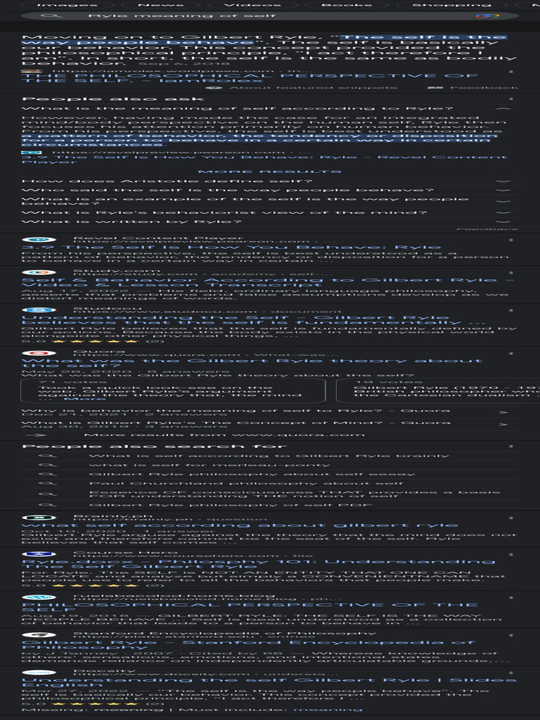 Ryle's Behaviorist View of Self | PDF | Philosophy Of Mind ...