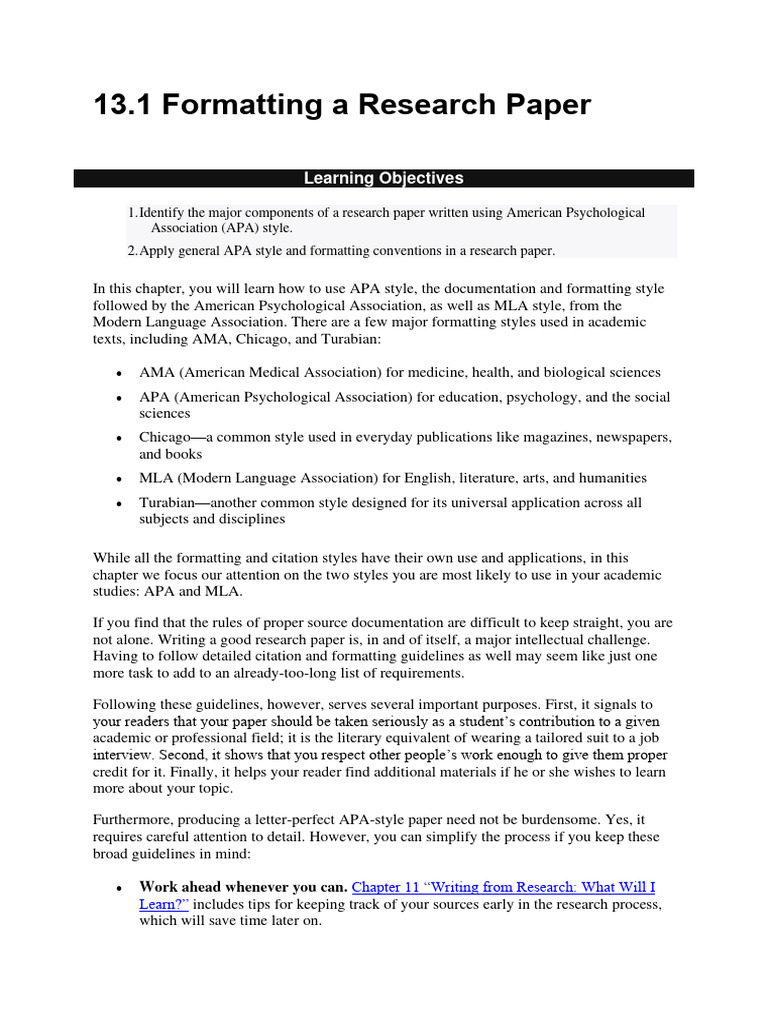 Formatting a Research Paper | PDF | Apa Style | Citation