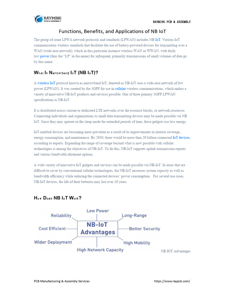 Functions, Benefits, and Applications of NB IoT | PDF | Internet Of Things | Computer Network