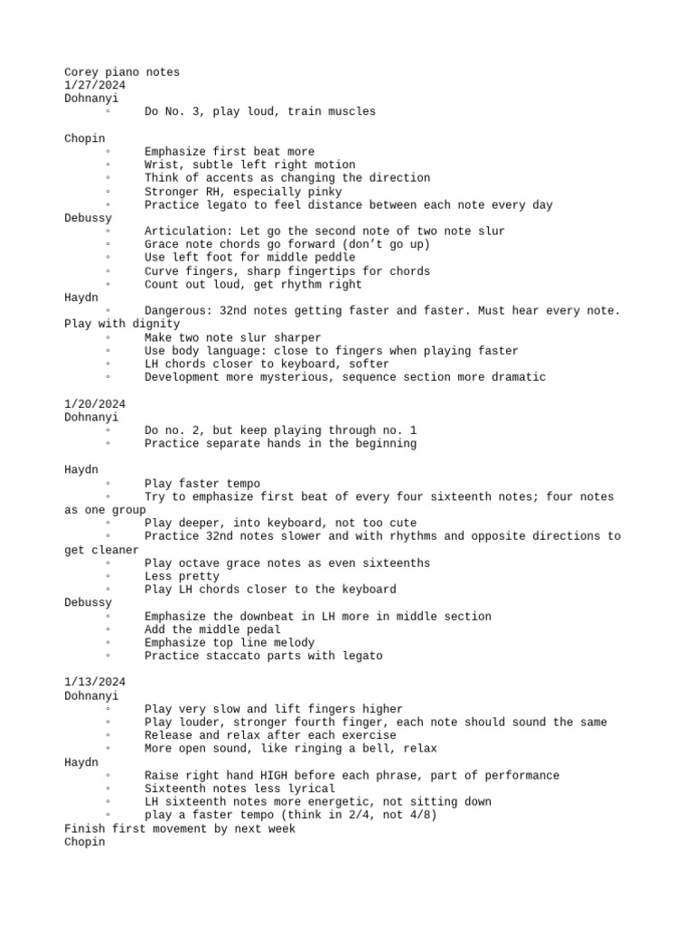 Corey Piano Notes | PDF | Hand | Piano