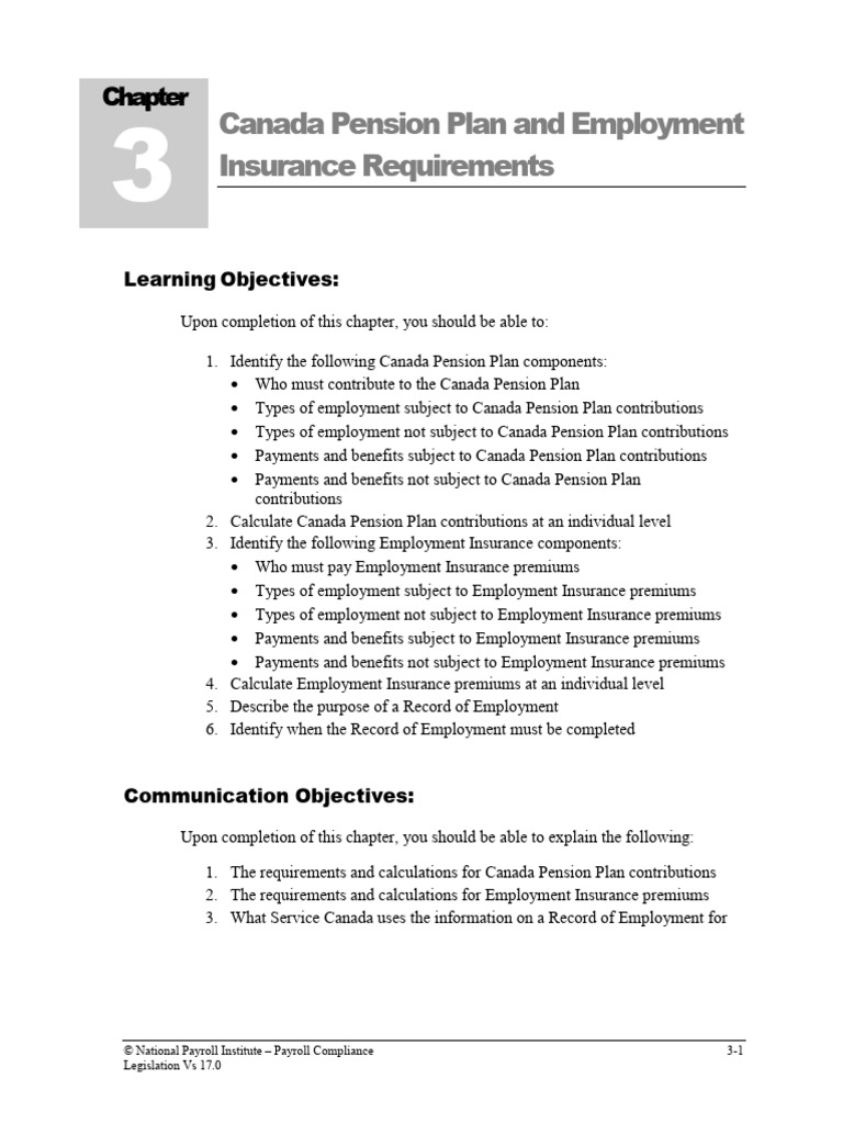 CPP and EI Requirements Overview | PDF | Payroll Tax | Pension
