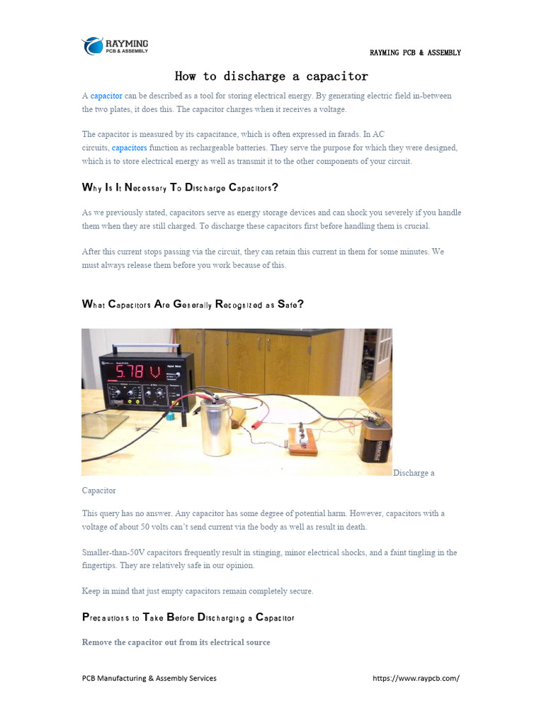 How To Discharge A Capacitor | PDF