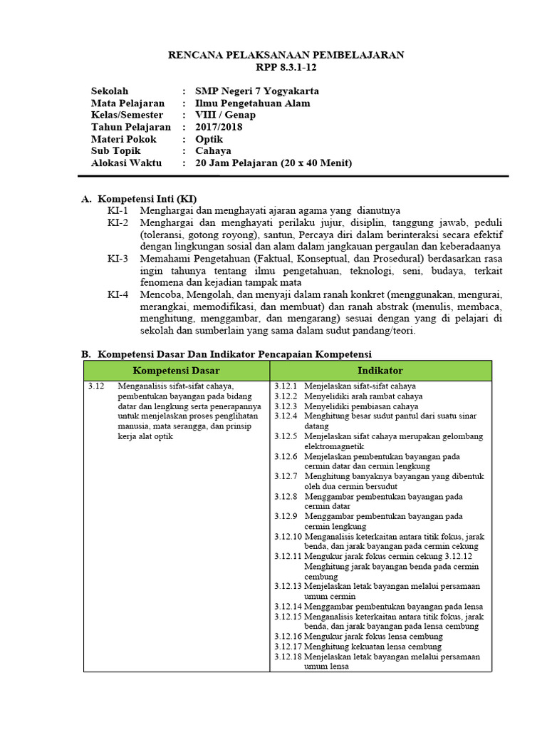 KD 3.12 - Cahaya | PDF