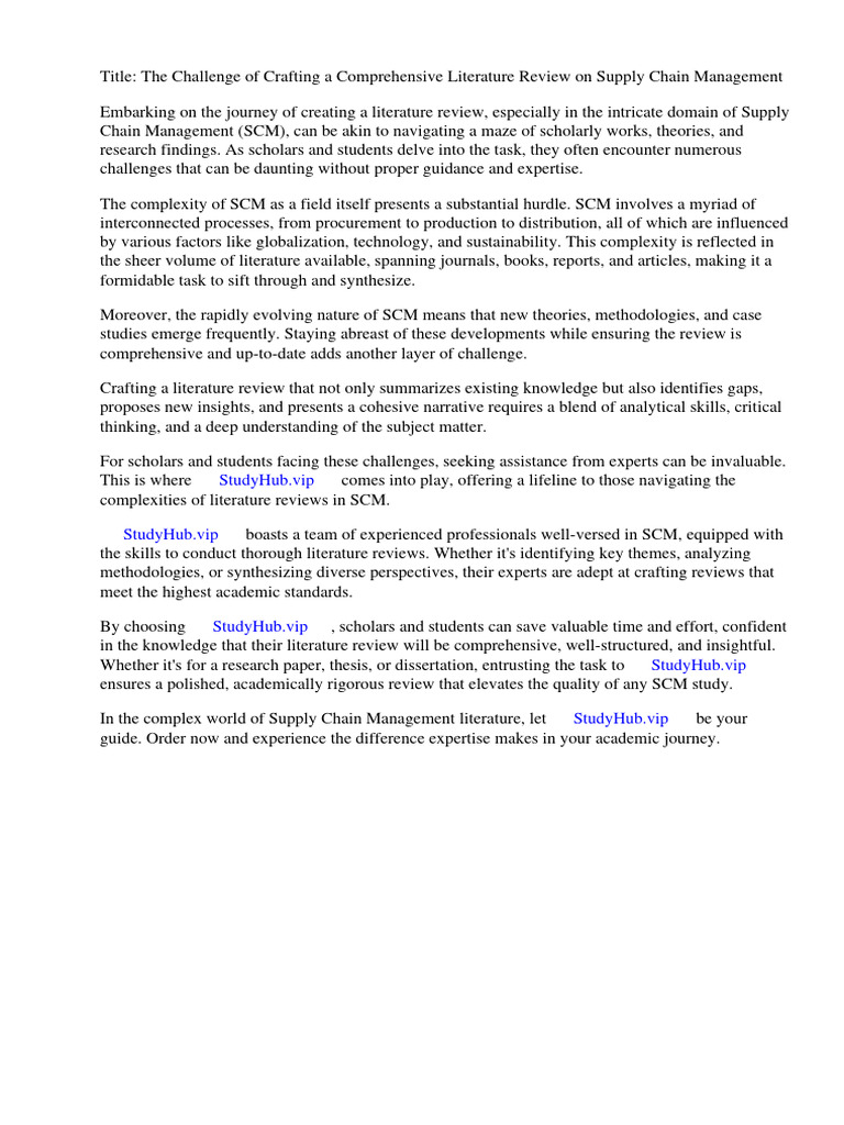 Literature Review Supply Chain Management PDF | PDF | Supply Chain ... Literature Review Supply Chain Management PDF | PDF | Supply Chain ...