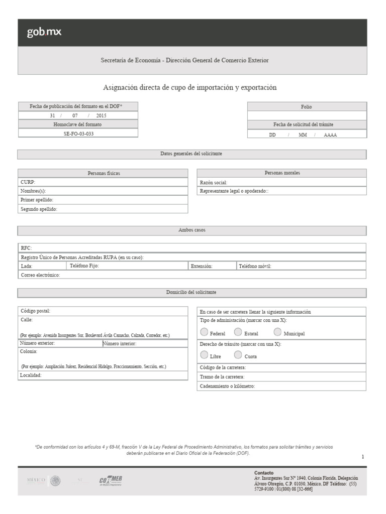 Solicitud de Cupo de Importación/Exportación | PDF | México | El ...