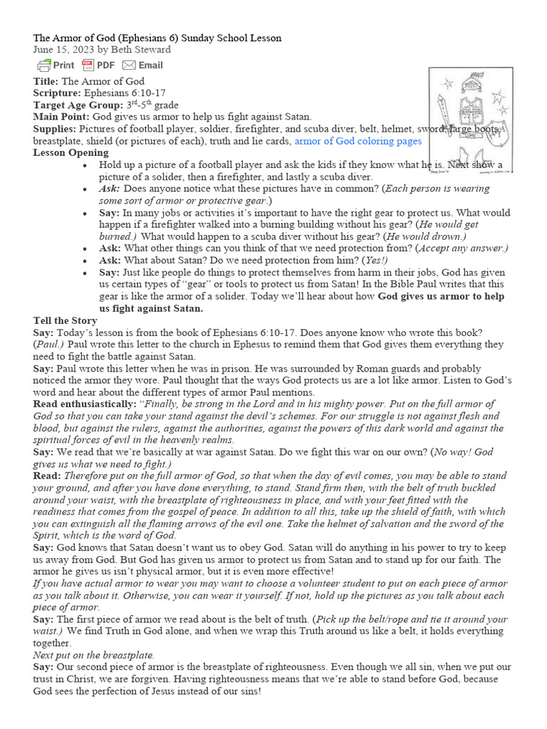 Armor of God Activities for Kids | PDF | Religion & Spirituality